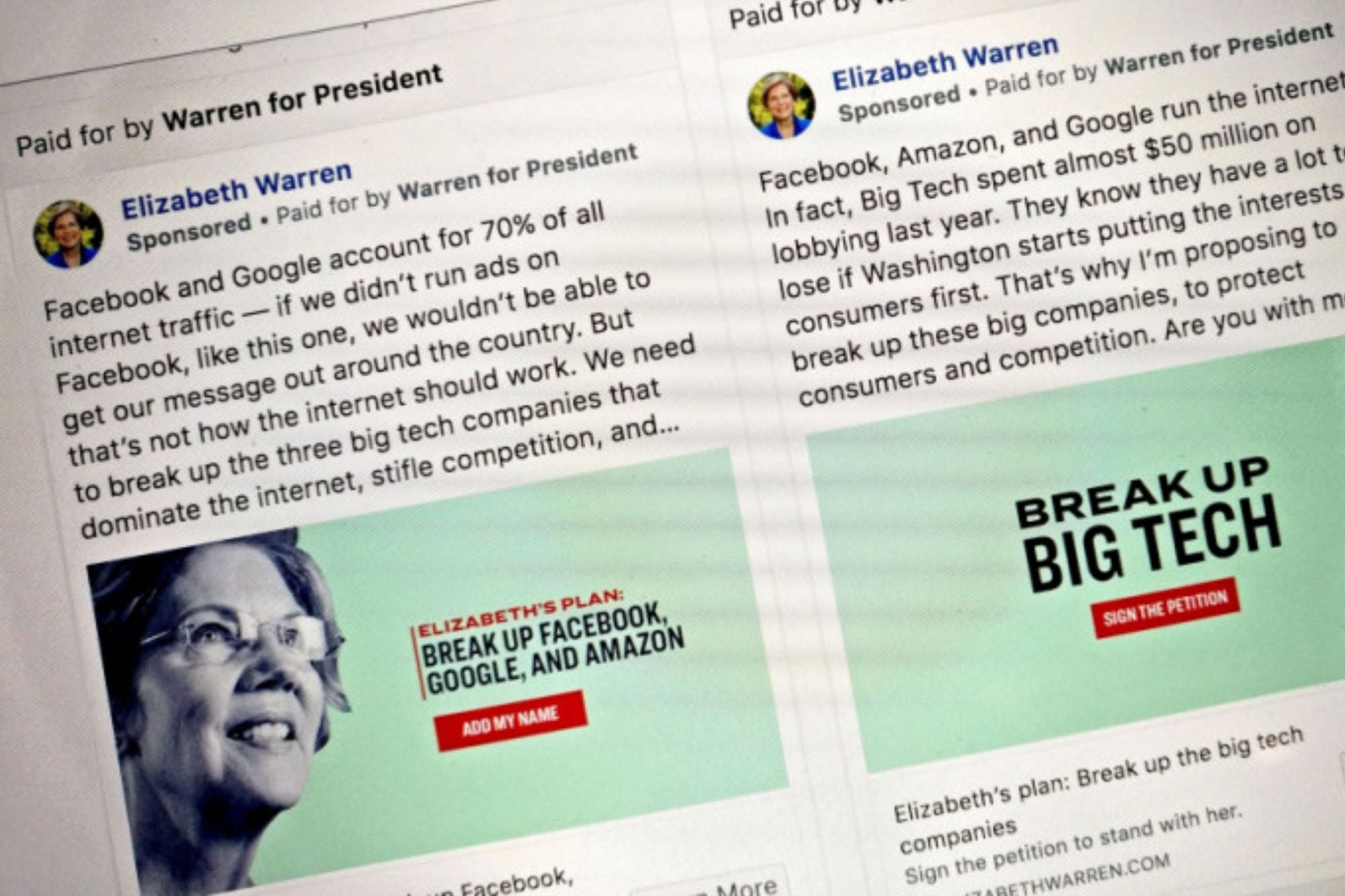Facebook Pulls Sen. Elizabeth Warren's Ads on Breaking Up Social ...